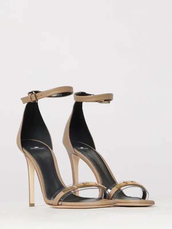 Elisabetta Franchi Leather High Heel Stiletto Sandals - Beige