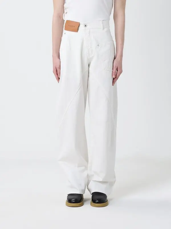 JW Anderson Twisted Workwear Asymmetric Cotton Denim Jeans - White
