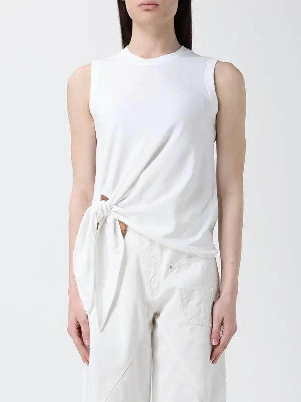 JW Anderson Sleeveless Organic Cotton Top With Knot Detail - White