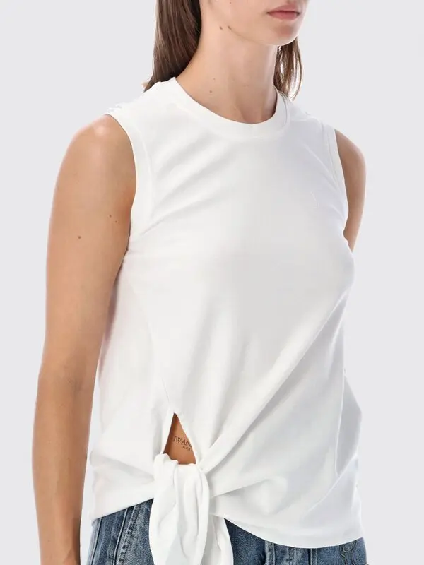 JW Anderson Sleeveless Asymmetrical Cotton Top With Tie Details - White