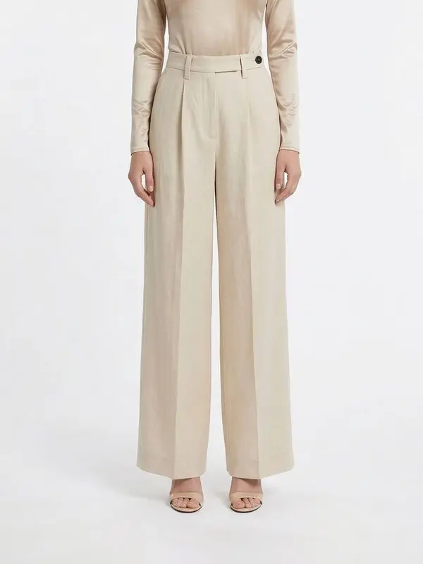 Brunello Cucinelli Wide Leg Tailored Pants - Beige