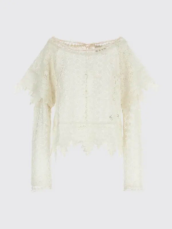 Isabel Marant Étoile Macramé Lace Long Sleeve Top - White