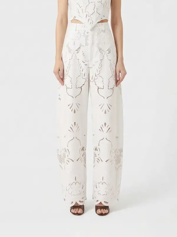 Giuseppe Di Morabito Sangallo Lace Wide Leg Trousers