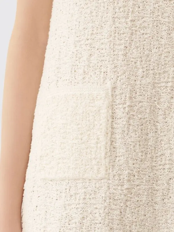 Fabiana Filippi Sleeveless A-line Mini Dress With Crew Neck And Pockets - Butter