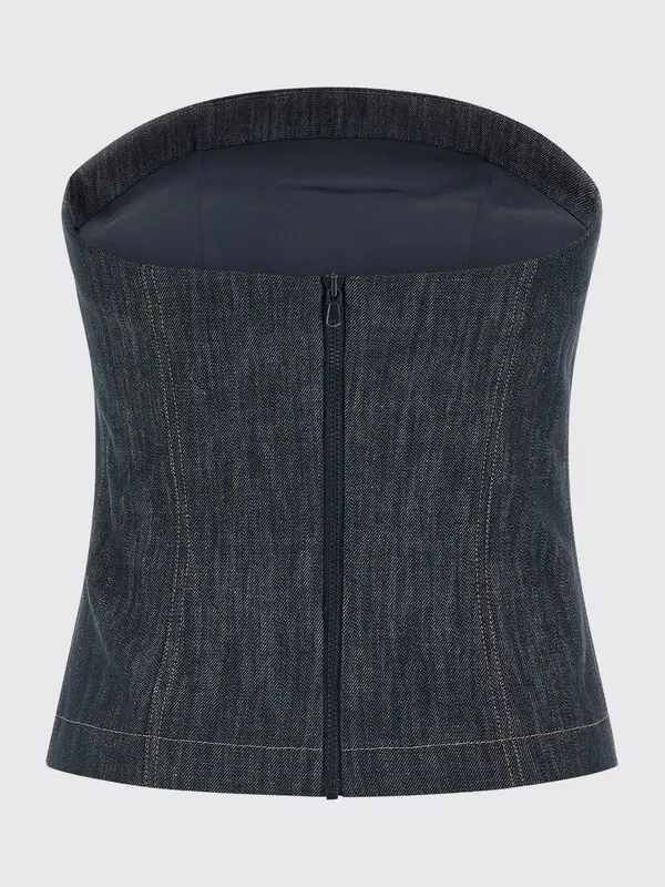 Brunello Cucinelli Strapless Denim Corset Top