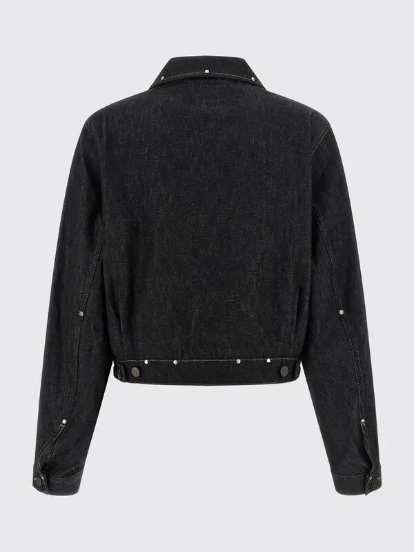 LEMAIRE Cropped Denim Jacket With Stud Embellishments - Black