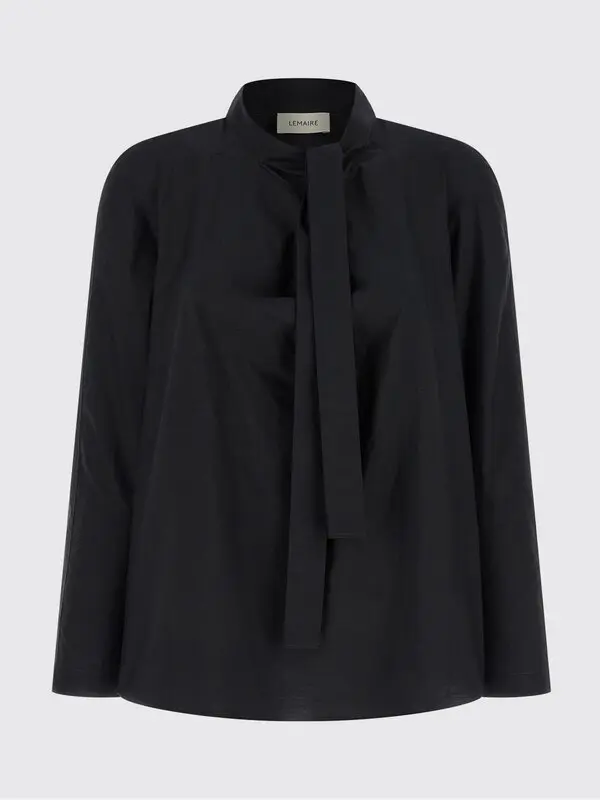 LEMAIRE Cotton Silk Blouse With Scarf Detail - Black