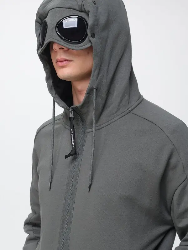 C.P. COMPANY Hooded Sweatshirt With Lens Mask - Grey