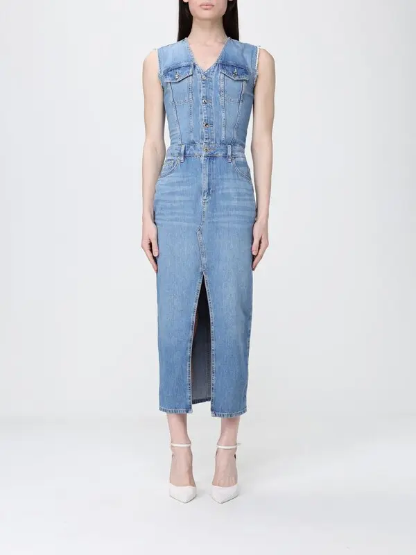 Liu Jo Sleeveless Denim Midi Dress - Blue