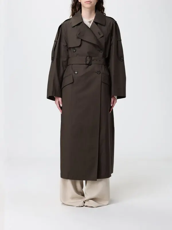 Max Mara Double Breasted Cotton Blend Trench Coat - Green