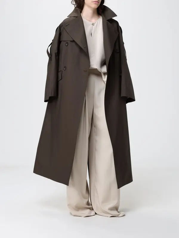 Max Mara Double Breasted Cotton Blend Trench Coat - Green