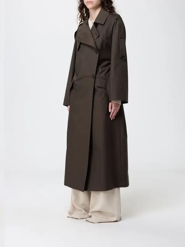 Max Mara Double Breasted Cotton Blend Trench Coat - Green