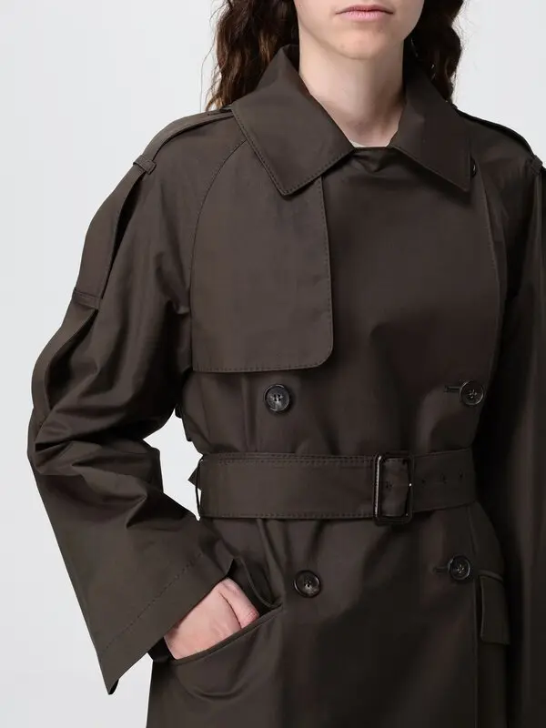 Max Mara Double Breasted Cotton Blend Trench Coat - Green