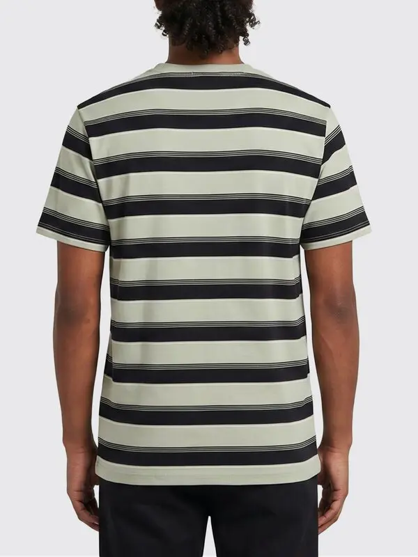 Fred Perry Striped Cotton T-shirt With Logo - Green
