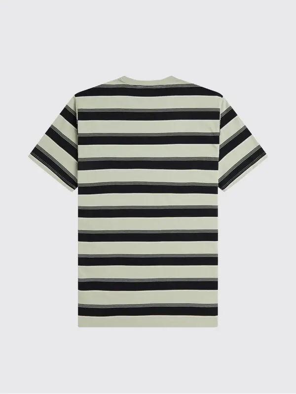 Fred Perry Striped Cotton T-shirt With Logo - Green