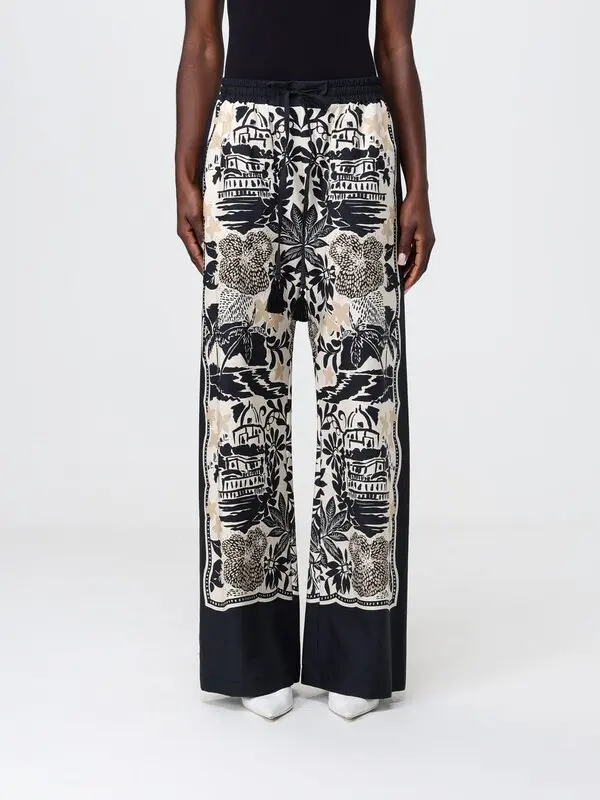ERMANNO FIRENZE Printed Satin Palazzo Pants - Multicolor