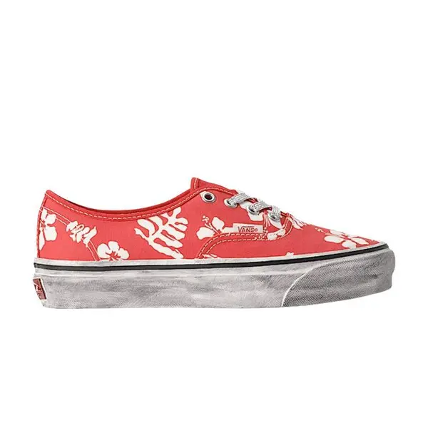 VANS Premium Authentic Floral Print Lace-up Sneakers - Red