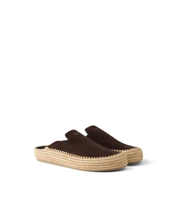 Prada Suede Mules - Brown