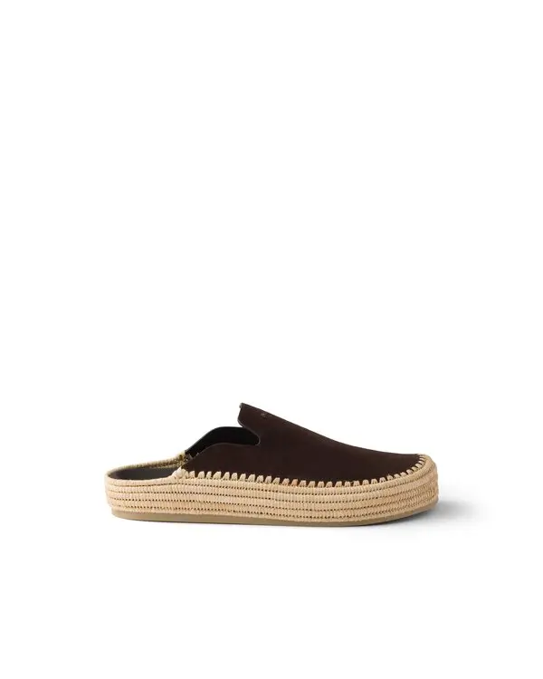 Prada Suede Mules - Brown