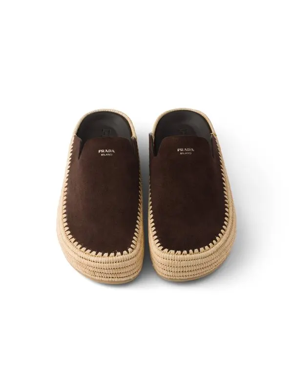 Prada Suede Mules - Brown