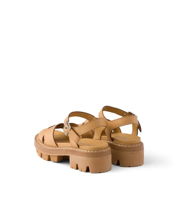 Prada Leather Sandals - Neutral