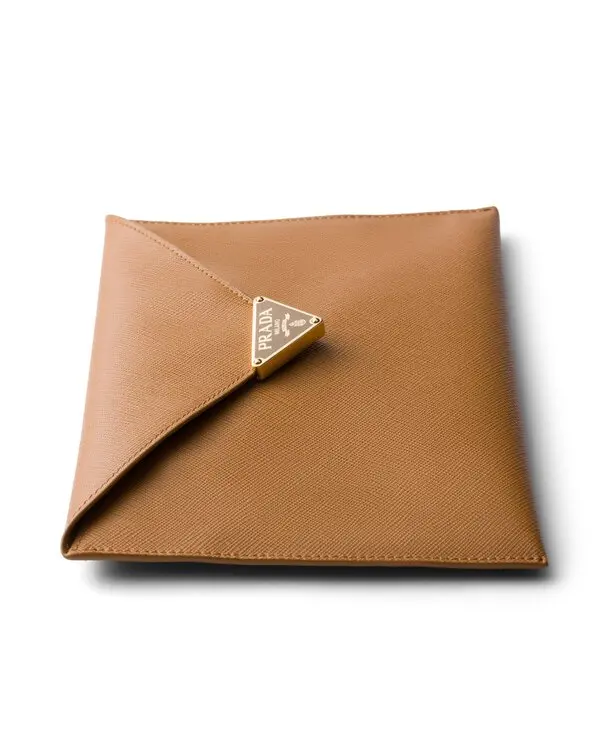 Prada Saffiano Leather Envelope Clutch - Brown