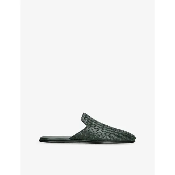 Bottega Veneta Intrecciato Leather Slippers - Green