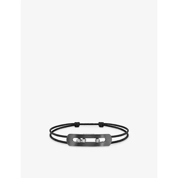 Messika Move Large Titanium And Diamond Cord Bracelet - Grey