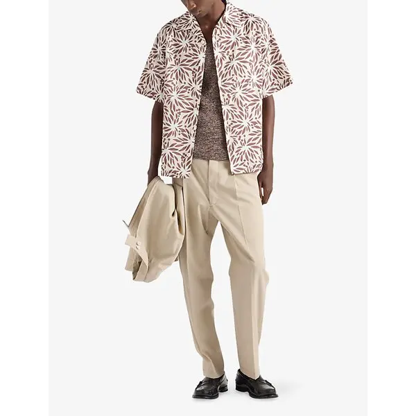 Prada Printed Cotton Bowling Shirt - Neutral