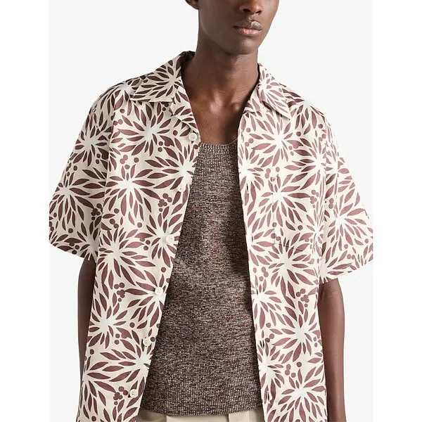 Prada Printed Cotton Bowling Shirt - Neutral