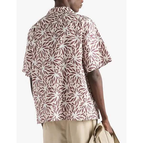 Prada Printed Cotton Bowling Shirt - Neutral