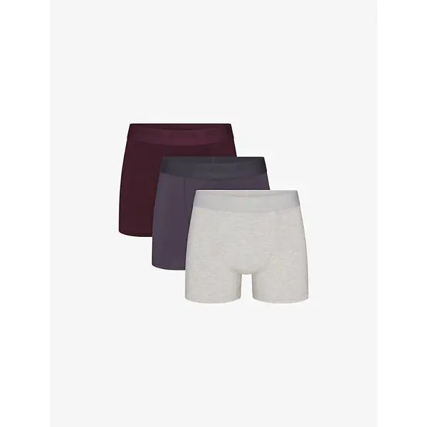 SKIMS Branded-waistband Pack Of Three Stretch-jersey Boxer Briefs - Raven Multi