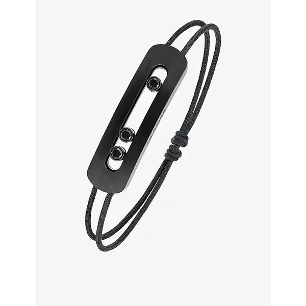 Messika Move Large Titanium And Diamond Cord Bracelet - Black