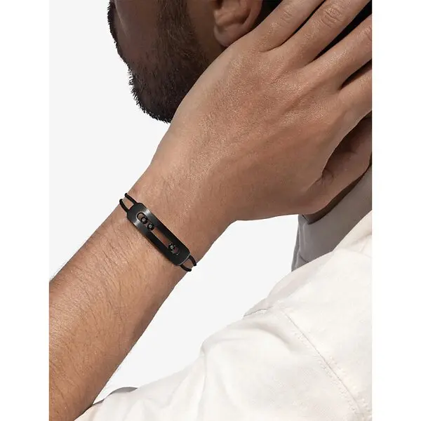 Messika Move Large Titanium And Diamond Cord Bracelet - Black