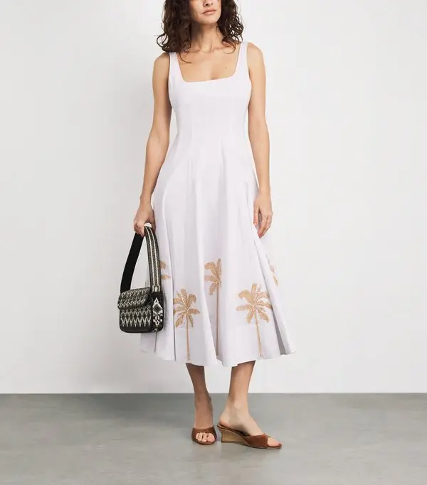 Staud Embroidered Wells Midi Dress