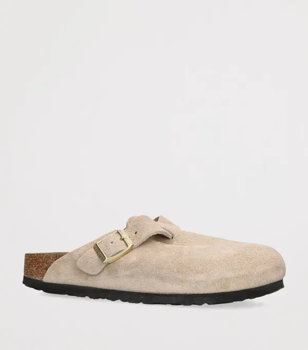 BIRKENSTOCK Suede Boston Clogs - Beige
