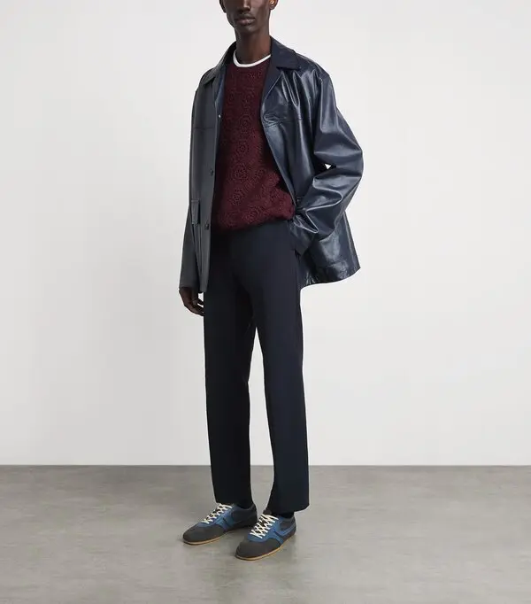 Paul Smith Cotton-blend Seersucker Trousers - Navy