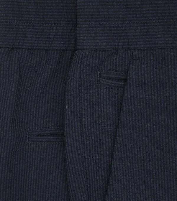 Paul Smith Cotton-blend Seersucker Trousers - Navy