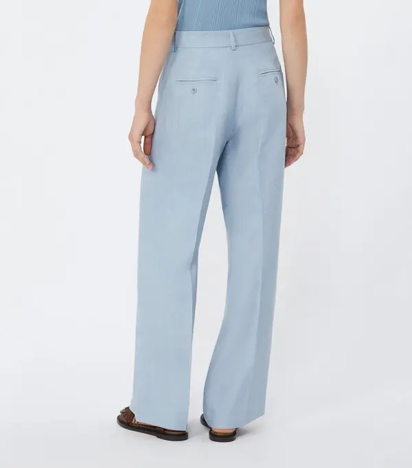 Max Mara Linen Wide-leg Trousers - Blue