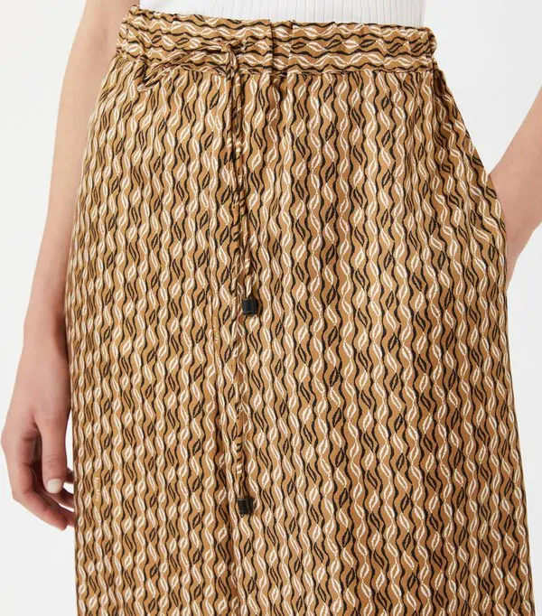 Max Mara Silk Printed Drawstring Trousers - Beige