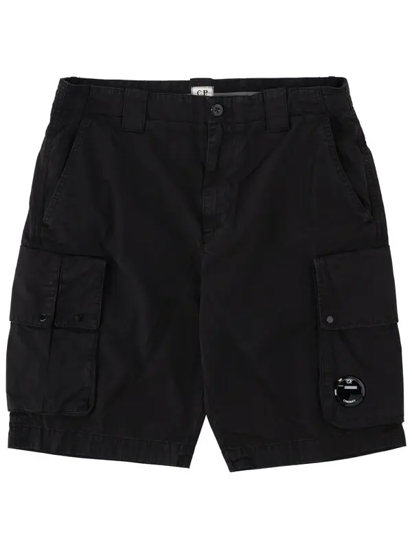C.P. COMPANY C. P. Company Logo Patch Cargo Shorts - Black