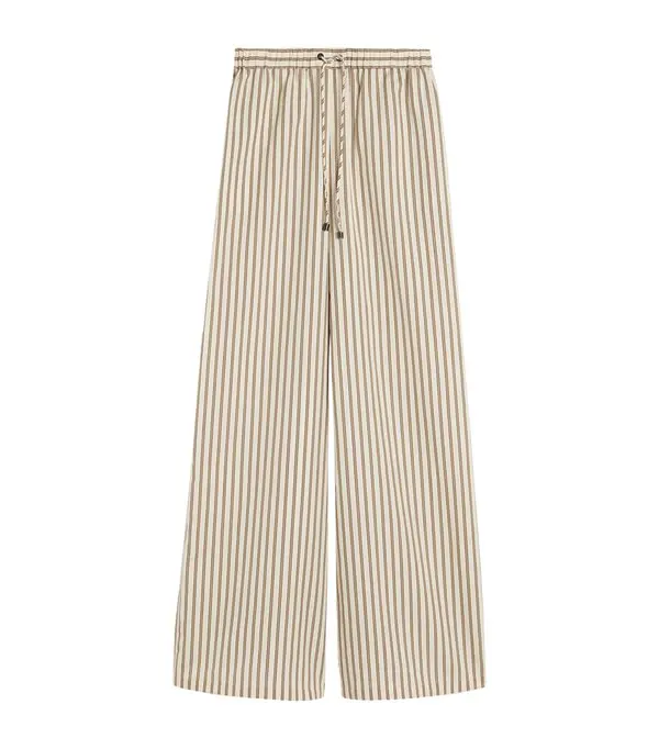 Max Mara Cotton-silk Stripe Drawstring Trousers - Beige