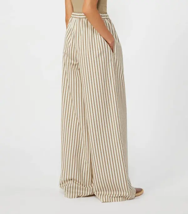 Max Mara Cotton-silk Stripe Drawstring Trousers - Beige
