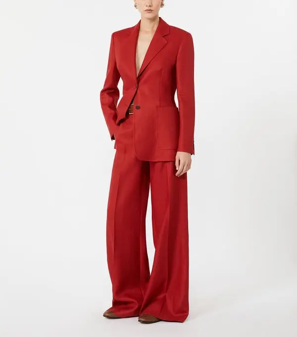 Max Mara Linen Wide-leg Trousers - Red