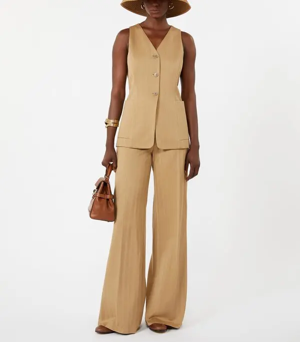 Max Mara Cotton Jersey Pinstripe Trousers - Beige