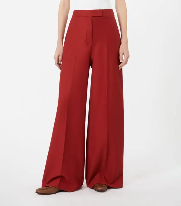 Max Mara Cotton Jersey Wide-leg Trousers - Red