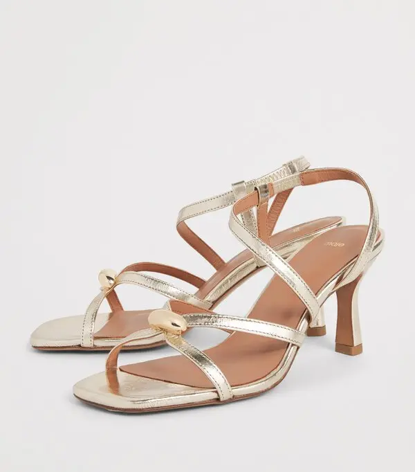 Maje Metallic Leather Heeled Sandals - Blue