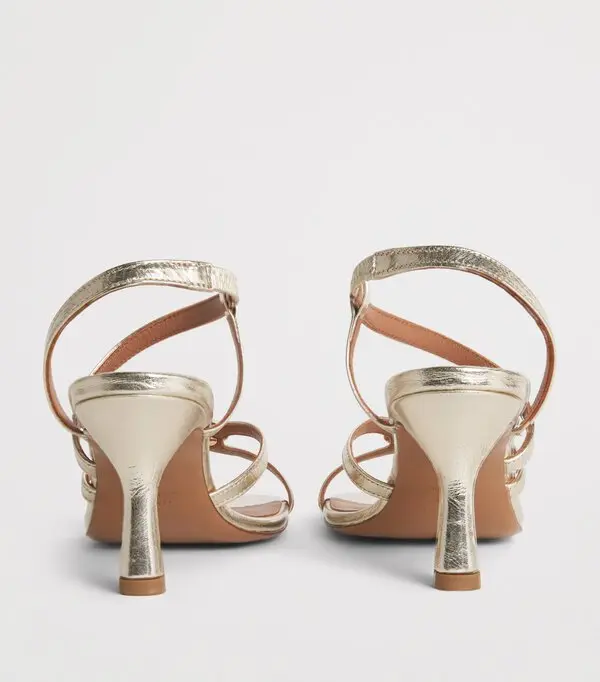 Maje Metallic Leather Heeled Sandals - Blue