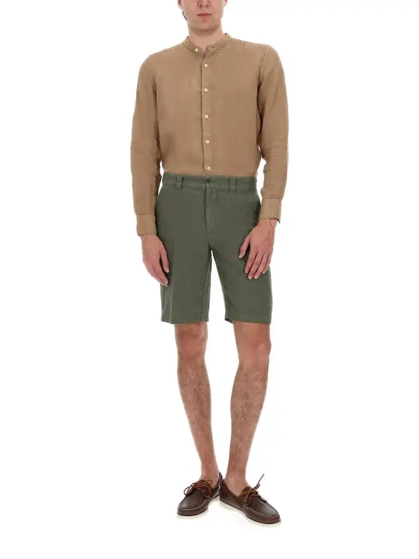 120% Lino Shorts In Lino - Green