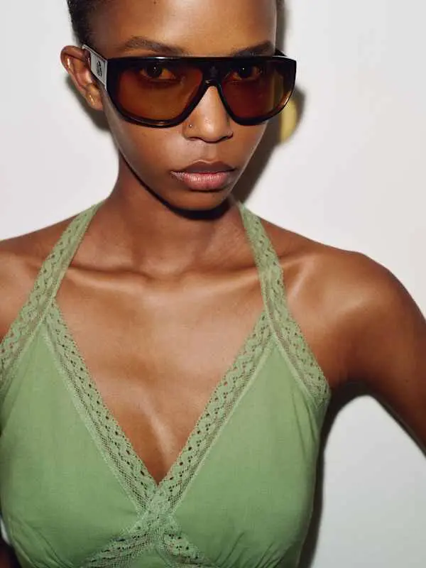 REFORMATION Monica Lace Trim Top - Green
